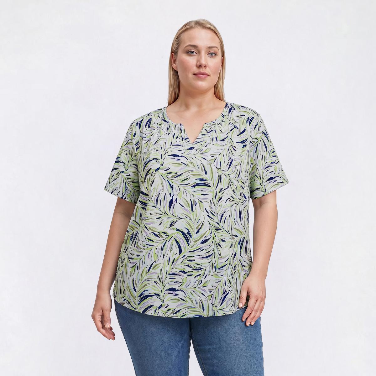Click here for Plus Size Emily Daniels Short Sleeve Leaf Split Ne... prices